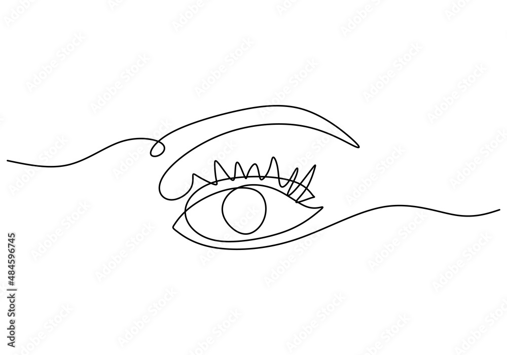 One continuous single line of beautiful woman eye isolated on white ...