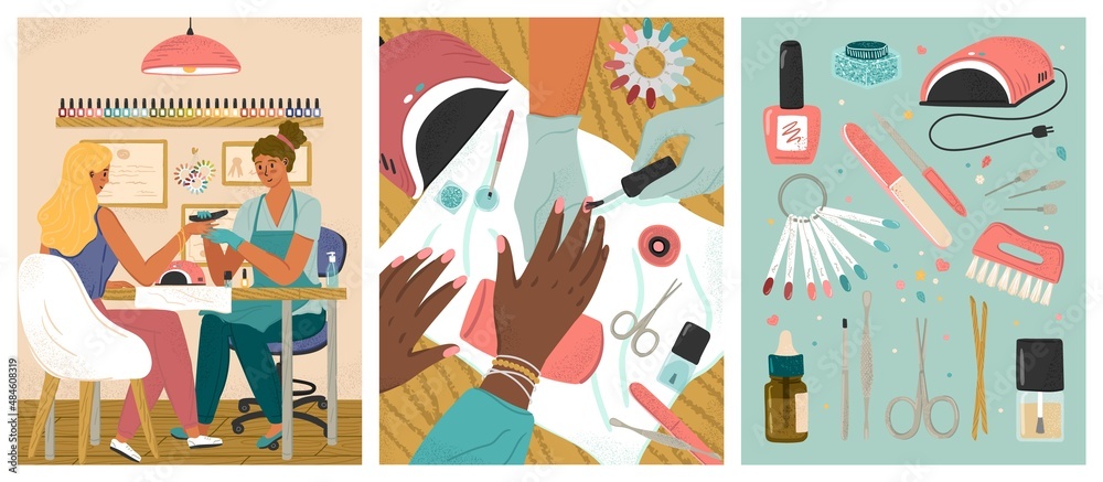 Manicure And Pedicure Cartoon