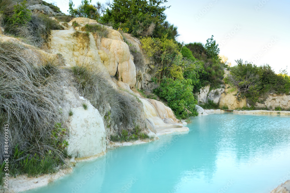 Natural swimming pool in Bagno Vignoni, with thermal spring water and ...