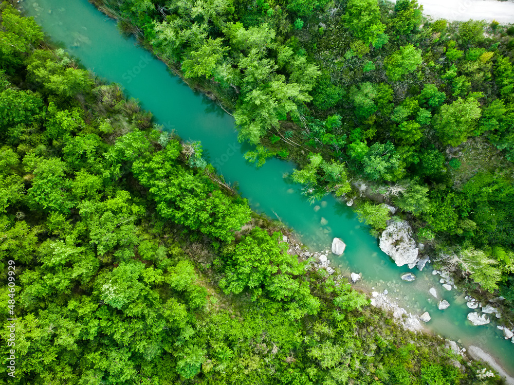 Aerial view of natural swimming pool in Bagno Vignoni, with thermal ...