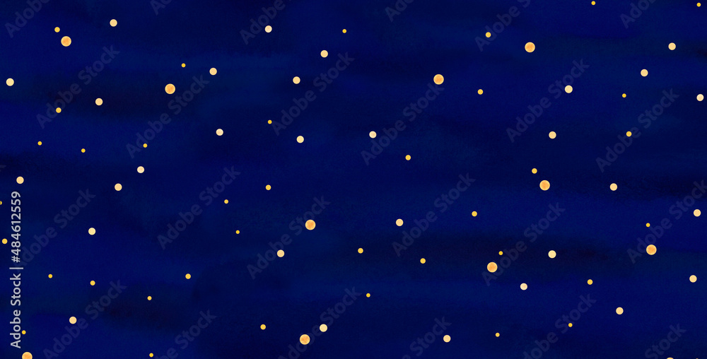 Banner of night sky with stars for template, watercolor illustration ...