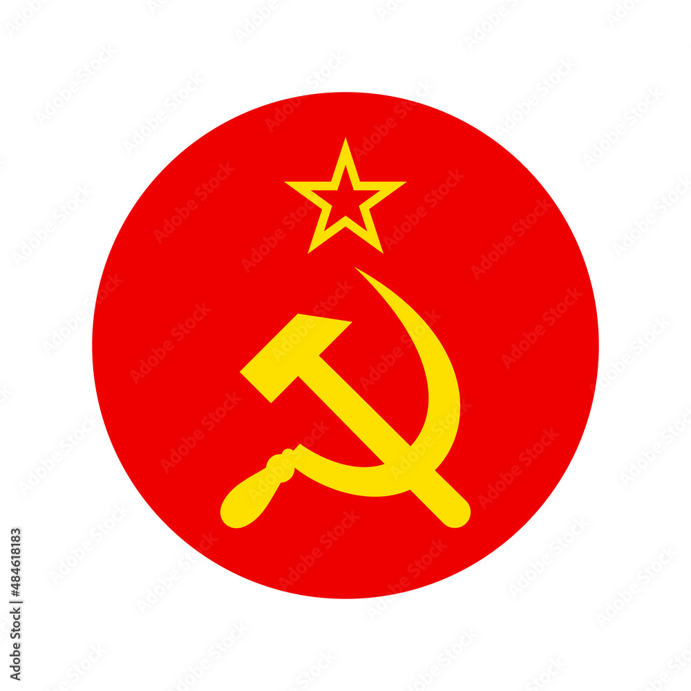 Sickle and hammer with star graphic icon. Element flag of USSR in the ...