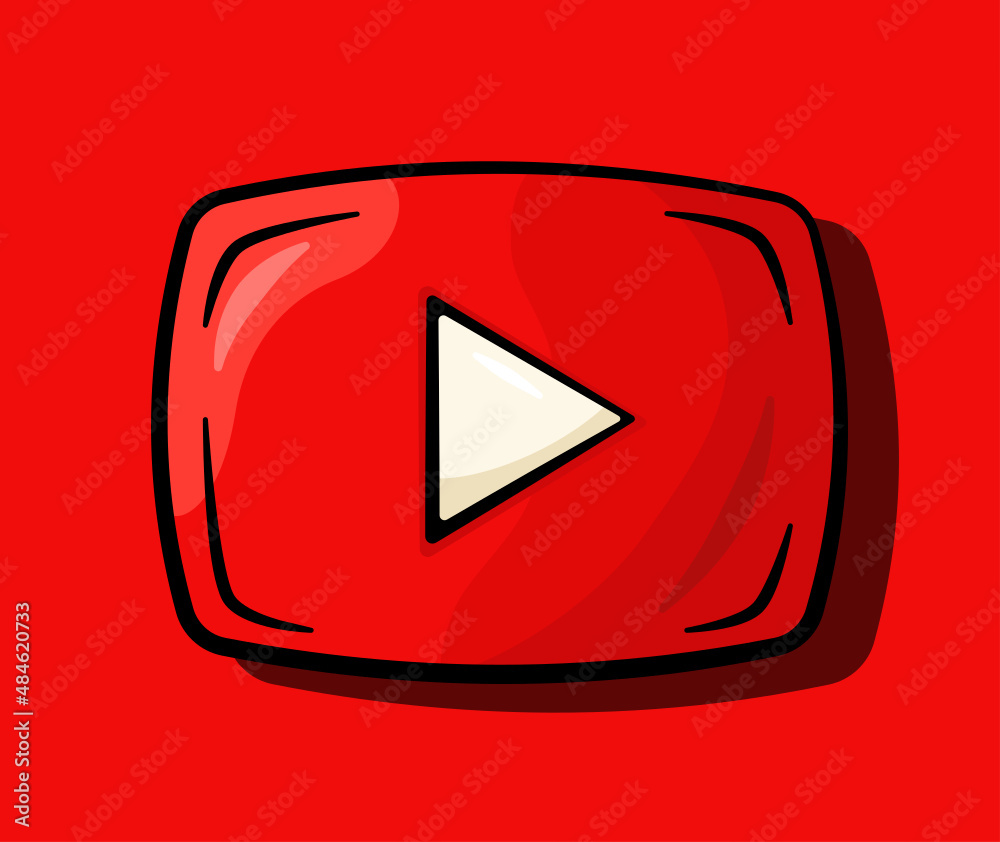 YouTube play button with shadow and background. Vector. Cartoon Stock ...
