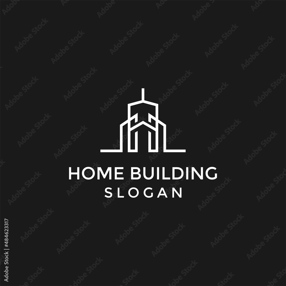 Building logo illustration vector graphic design in line art style ...