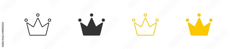 Crown set icon in flat style isolated. Yellow and black symbol. Vector ...