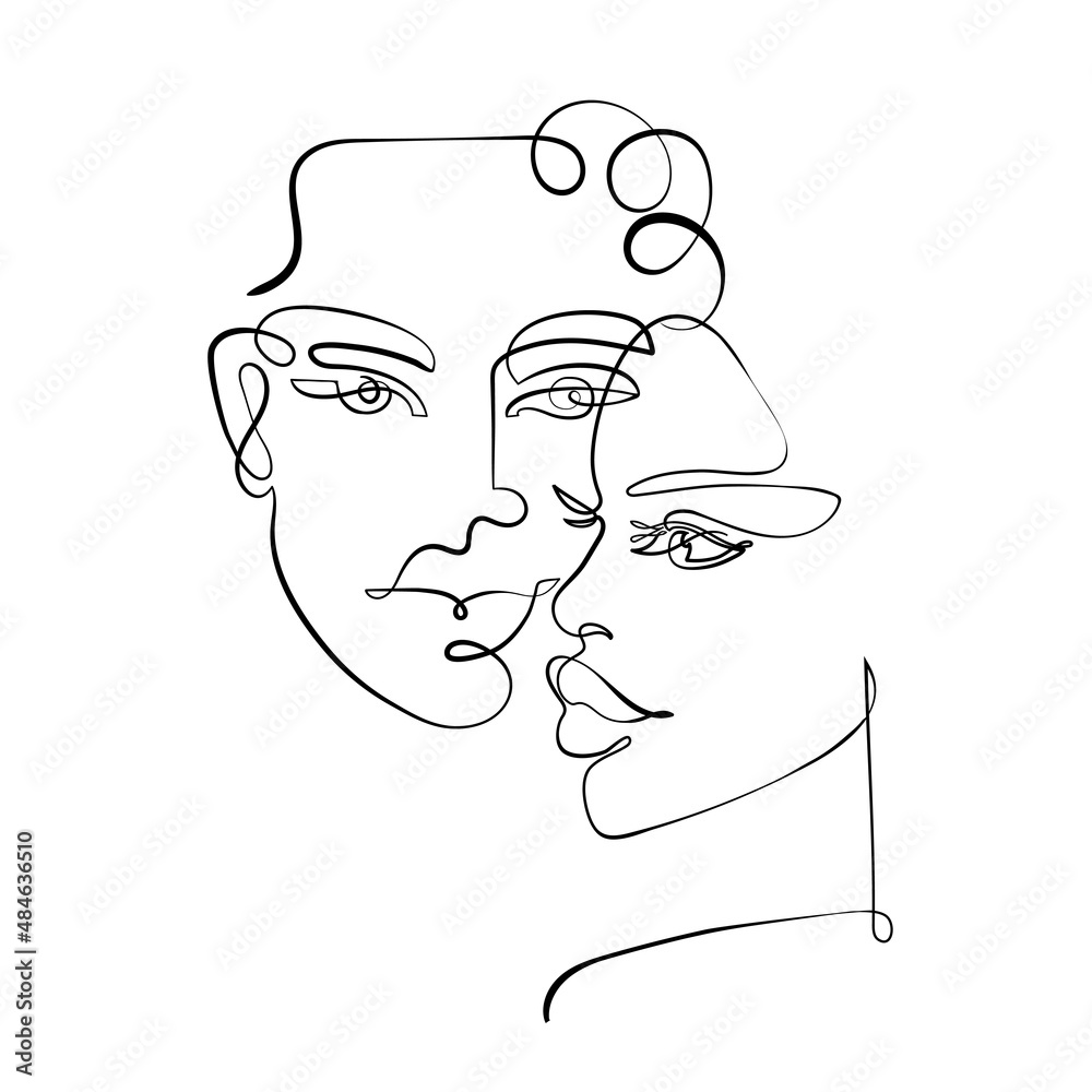 Continuous portrait one line drawing Stock Vector | Adobe Stock
