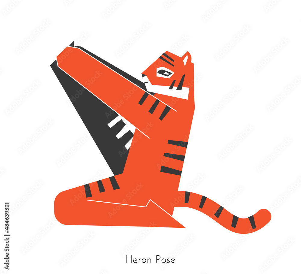 Vector isolated concept with cartoon flat animal learning yoga practice ...