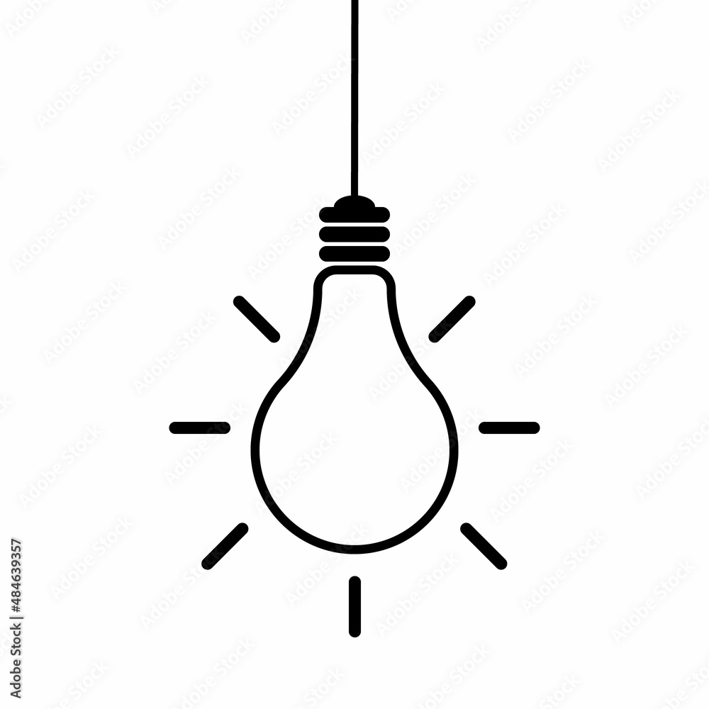 Lightbulb icon. Black and white light icon symbol vector illustration ...
