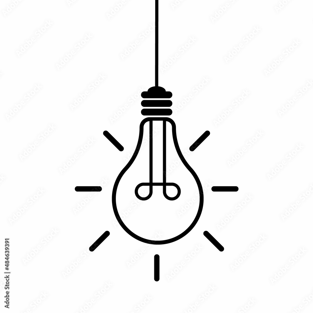 Lightbulb icon. Black and white light icon symbol vector illustration ...