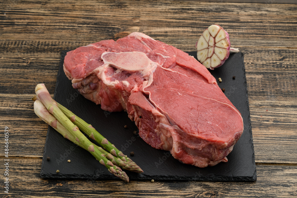 The shoulder blade of a beef bull breed on a bone grown on a farm ...