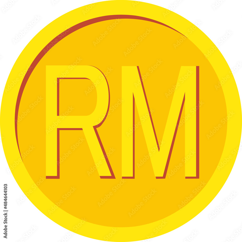 Gold coin icon. With malaysian ringgit sign. flat Vector illustration ...