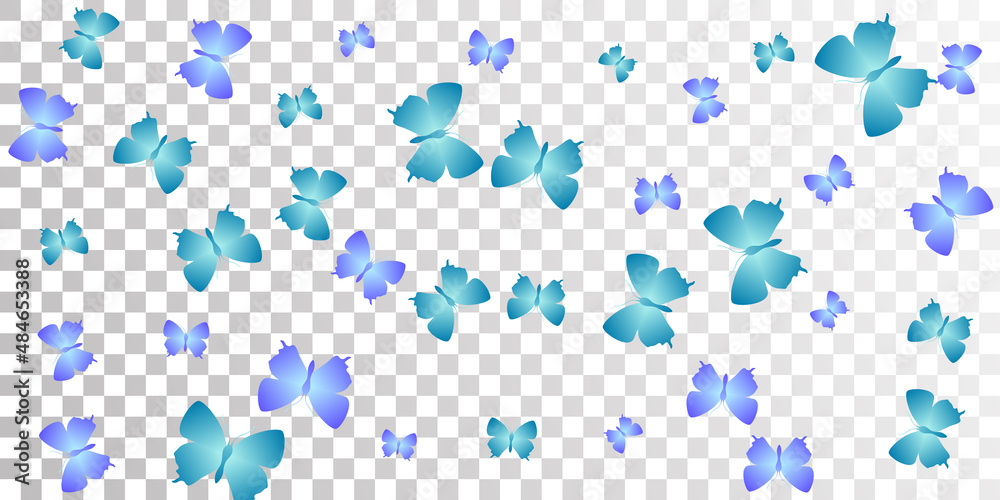 Tropical blue butterflies cartoon vector background. Spring cute ...