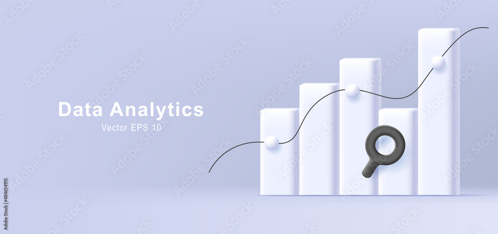 Bar chart graph with white shapes and growing curve, increasing sales ...