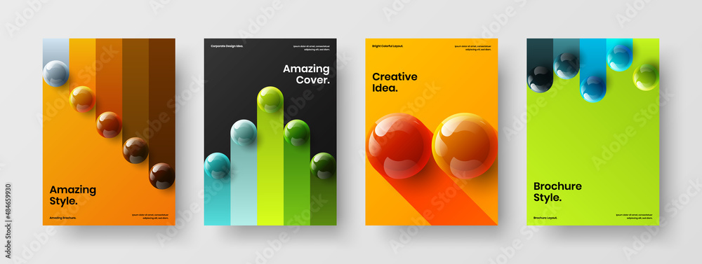 Original realistic spheres brochure illustration composition. Unique ...