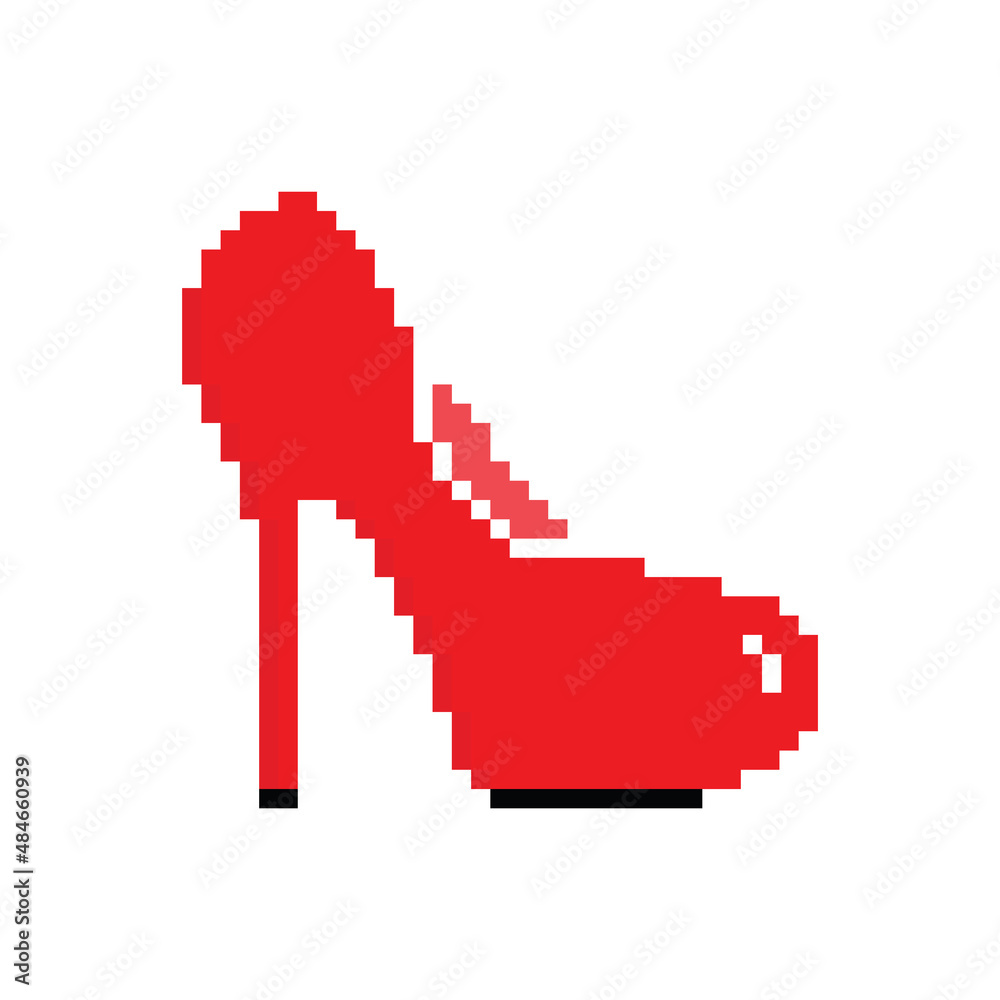 pixel high heel shoes vector icon woman shoes pixel art element for 8 ...