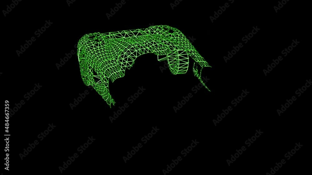 Assembling a car from animated 3D parts. Rotating animated construction ...