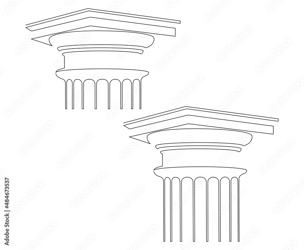Doric capital, classical Greek architectural order. Continuous line ...