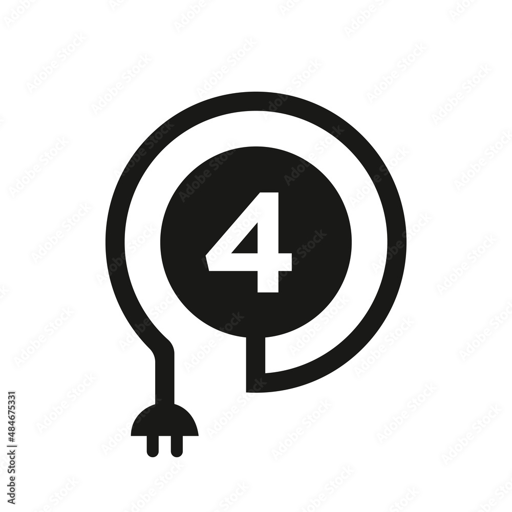 Electric Logo On Letter 4 Sign. 4 Letter Logo with Curl Cable and Plug ...