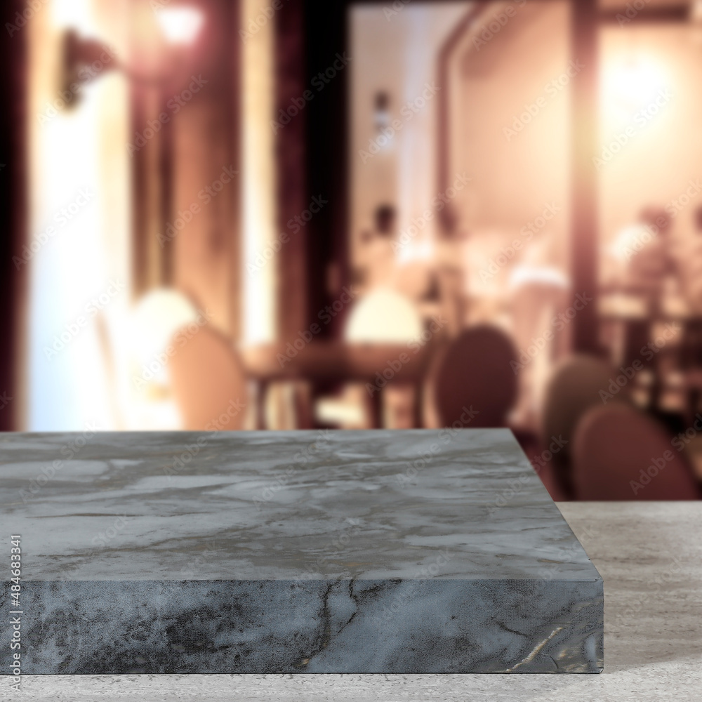 Poster Stone table with free space and interior background – Muurposter ...