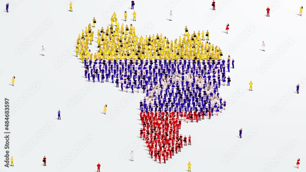 Stockvideo Venezuela Map and Flag. A large group of people in the ...
