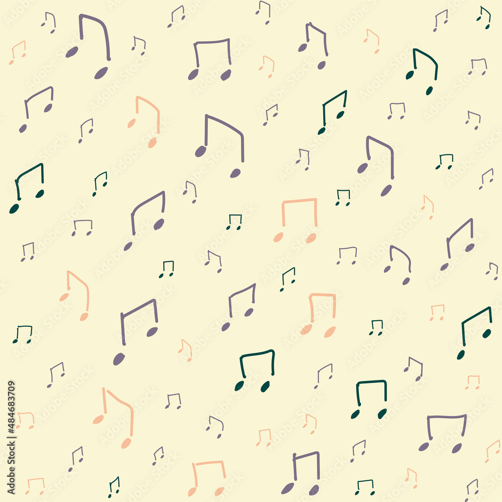 Seamless Vector Hand Drawn Music Note Background Seamless Pattern Stock ...