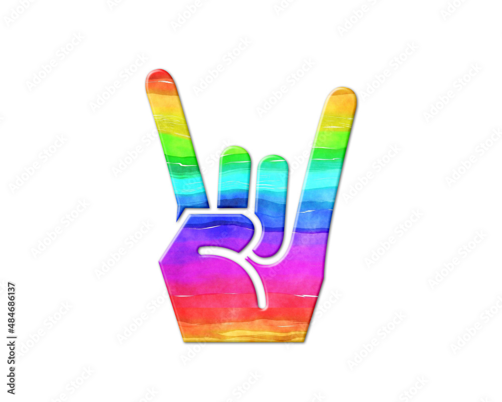 rock n roll, Devil Horns sign symbol, LGBT Gay Pride Rainbow Flag icon ...