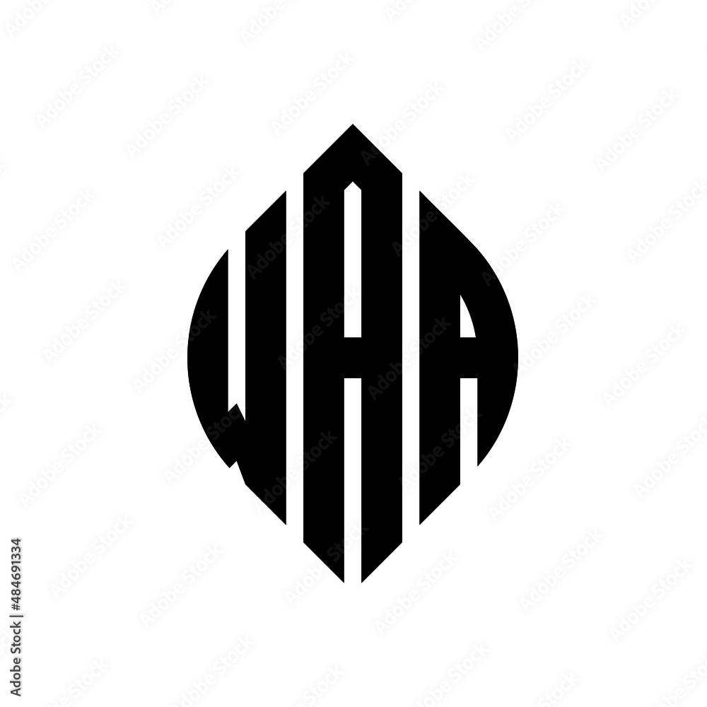 WAA circle letter logo design with circle and ellipse shape. WAA ...