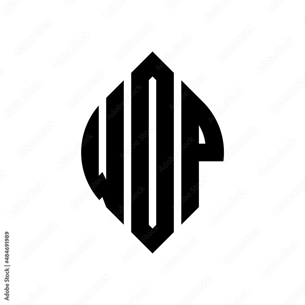 WOP circle letter logo design with circle and ellipse shape. WOP ...