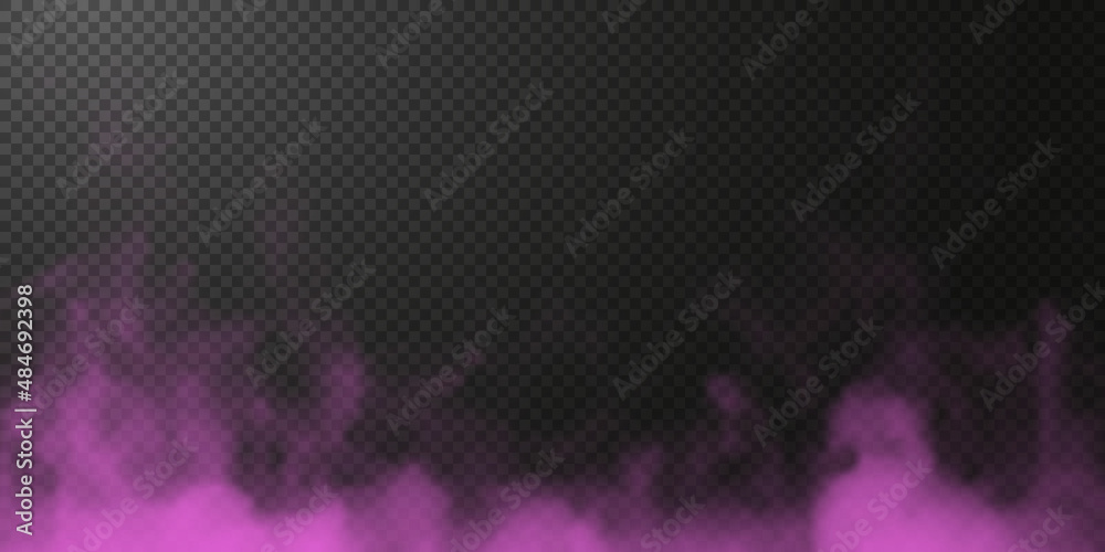 Vector isolated smoke PNG. Pink smoke texture on a transparent black ...