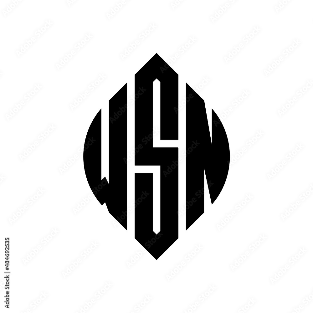 WSN circle letter logo design with circle and ellipse shape. WSN ...