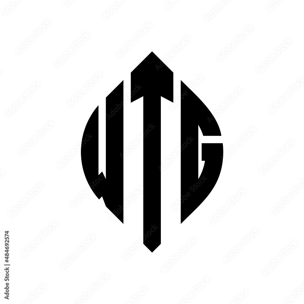 WTG circle letter logo design with circle and ellipse shape. WTG ...