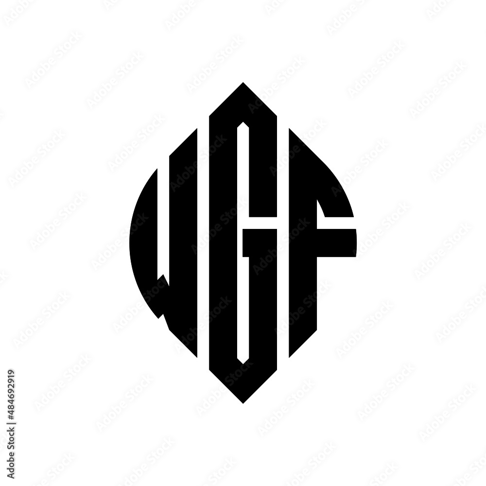 WGF circle letter logo design with circle and ellipse shape. WGF ...