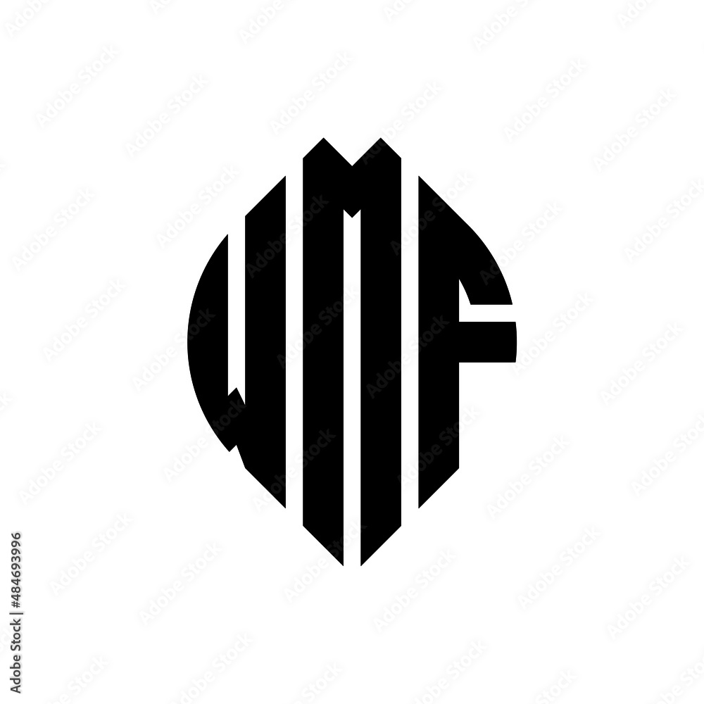 WMF circle letter logo design with circle and ellipse shape. WMF ...