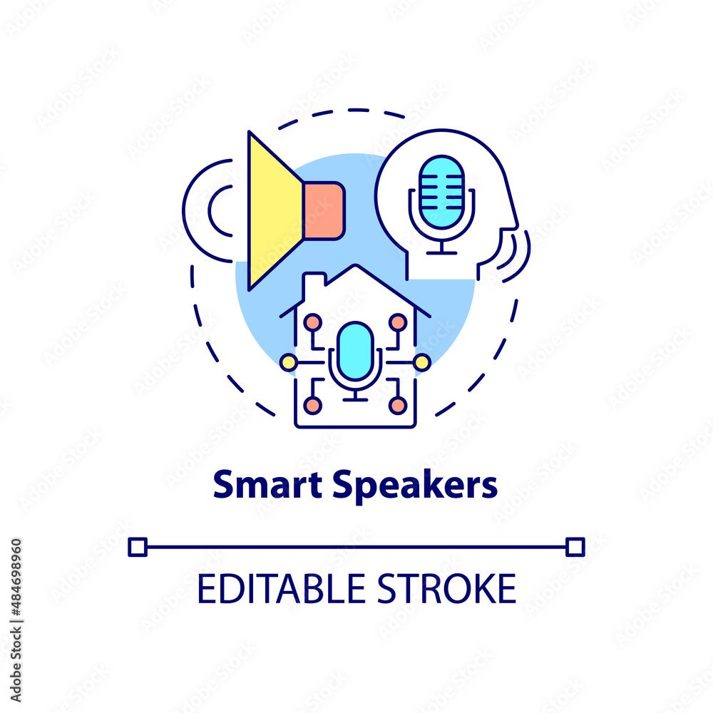 Smart speakers concept icon. Smart home gadget abstract idea thin line ...