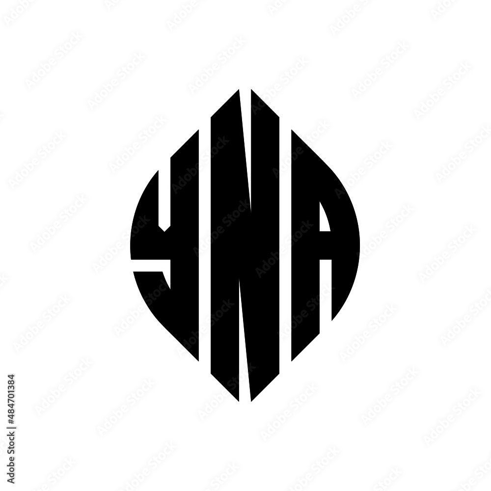 YNA circle letter logo design with circle and ellipse shape. YNA ...