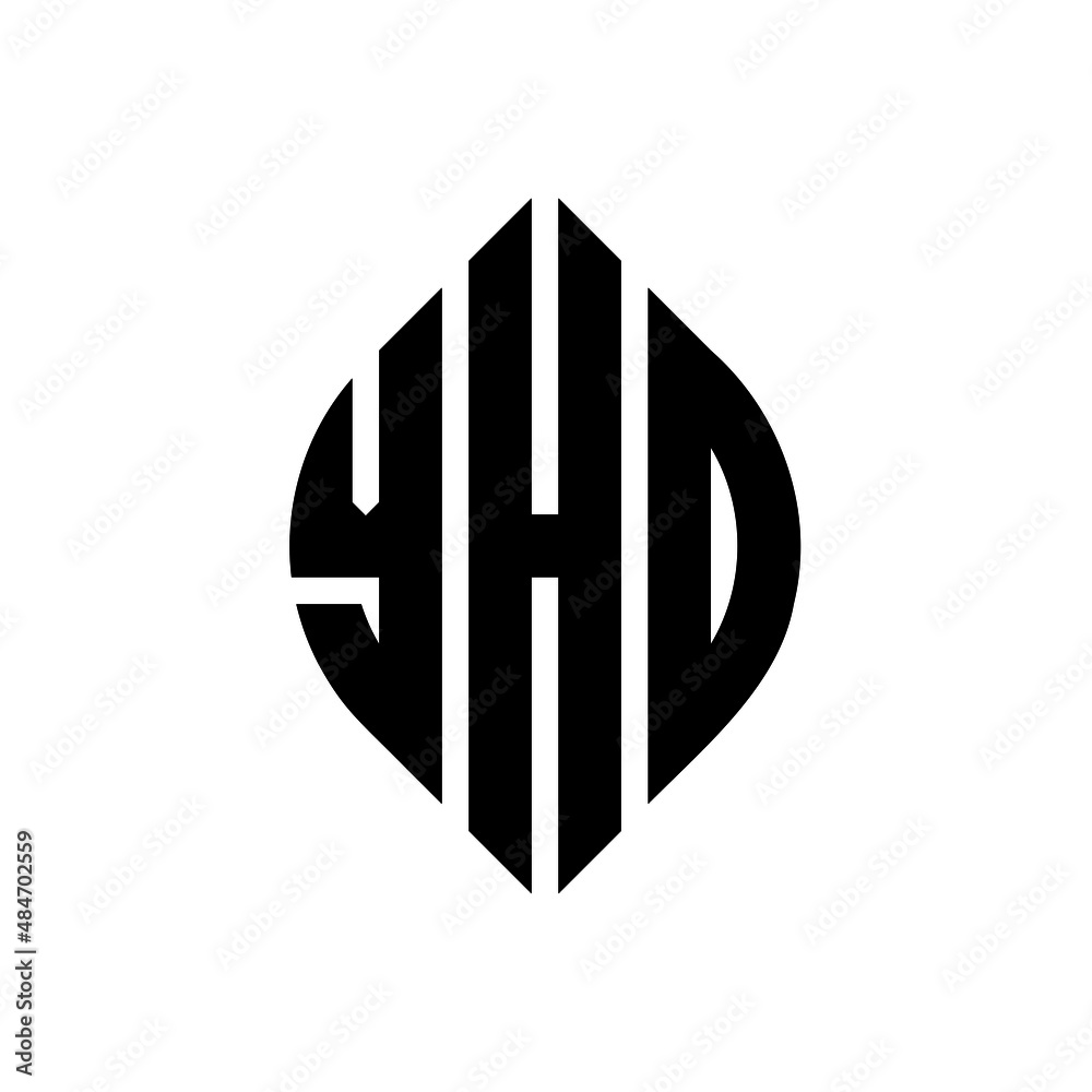 YHD circle letter logo design with circle and ellipse shape. YHD ellipse letters with ...