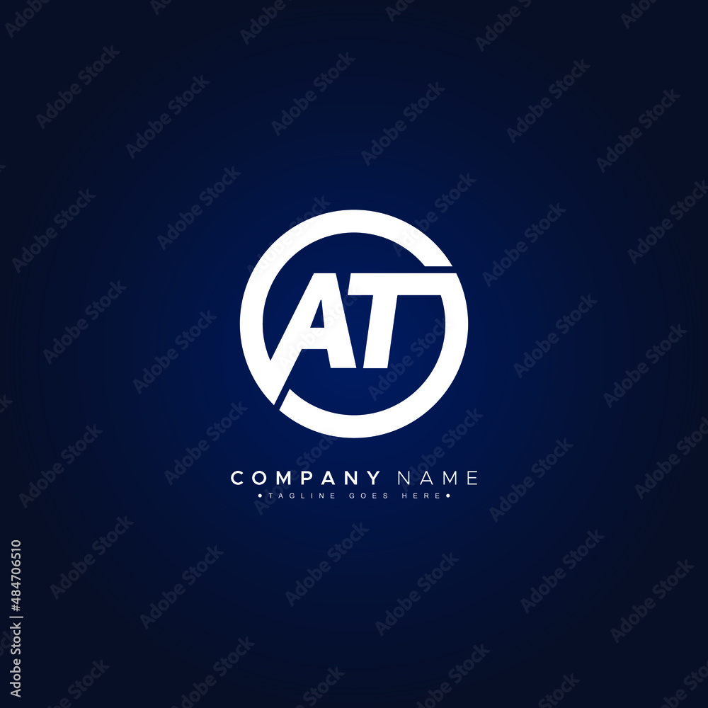 Initial Letter AT Logo - Minimal Business Logo for Alphabet A and T ...