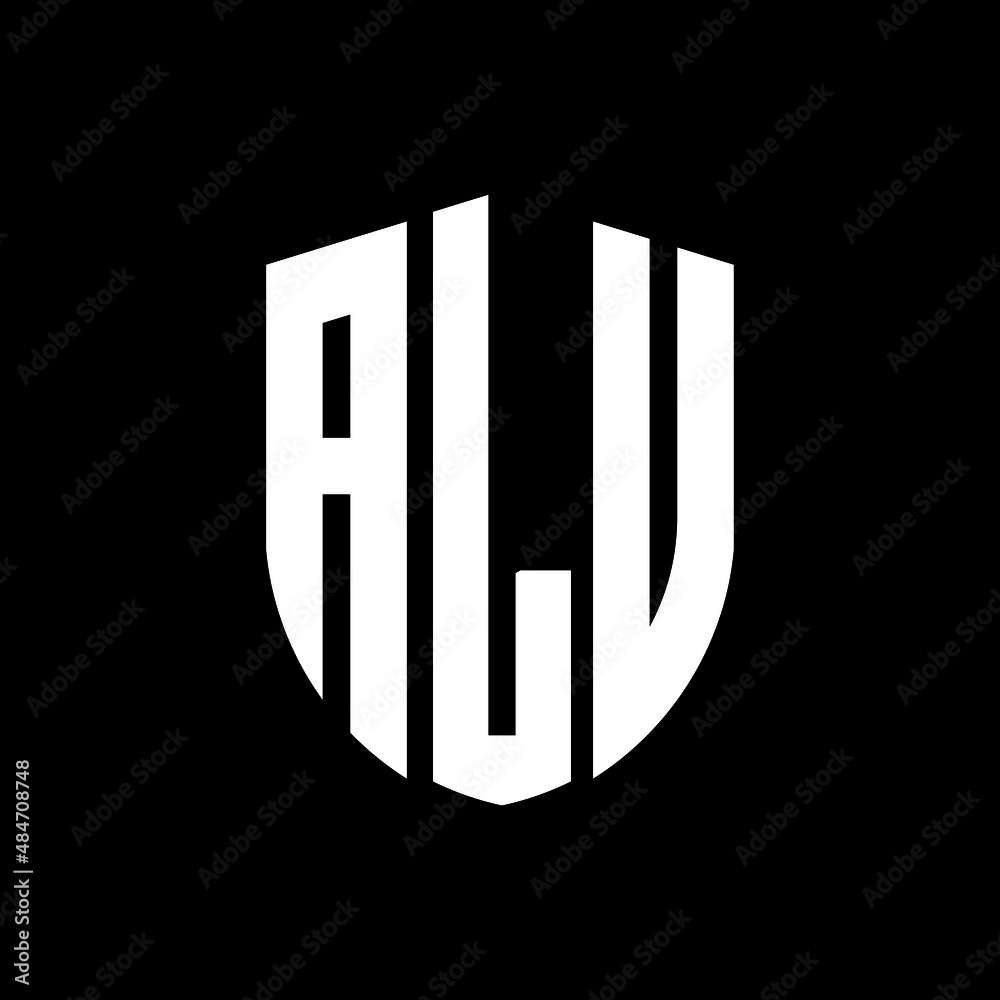 ALV letter logo design. ALV modern letter logo with black background ...