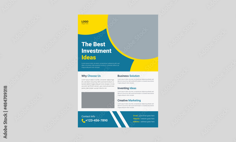 Investment flyer template design. Finance banking poster leaflet ...