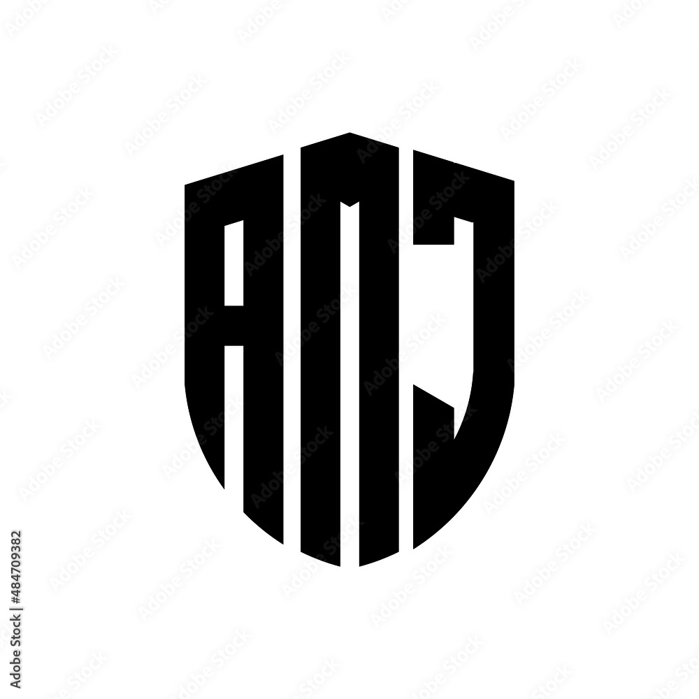 AMJ letter logo design. AMJ modern letter logo with black background ...