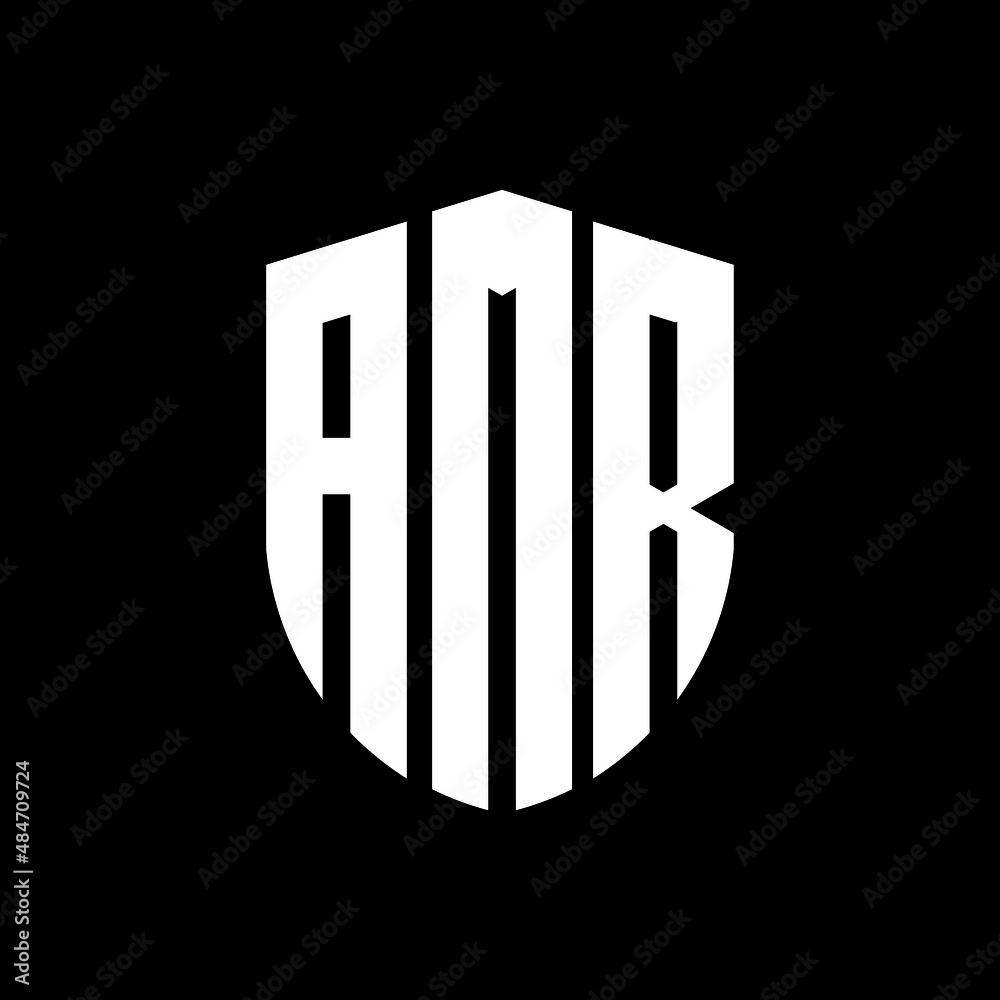AMR letter logo design. AMR modern letter logo with black background ...