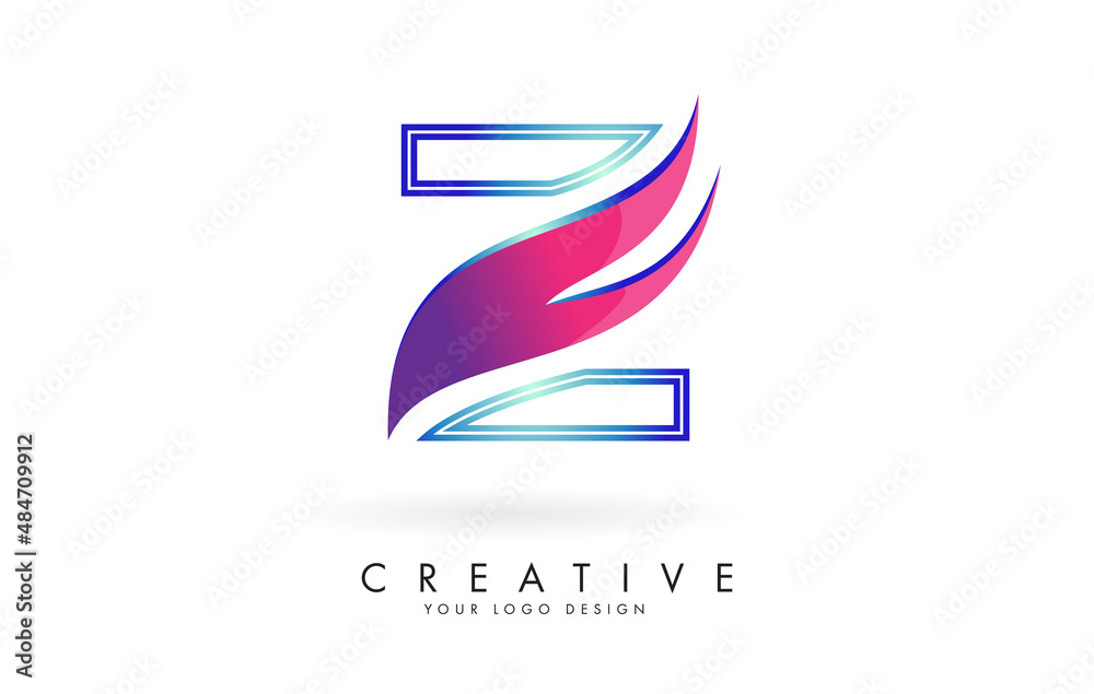 Outline Vector illustration of abstract letter Z with colorful flames ...