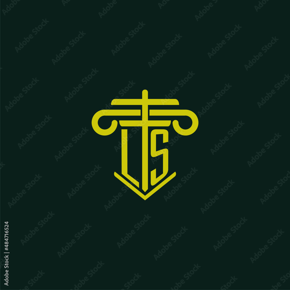 LS initial monogram logo design for law firm with pillar vector image Stock Vector | Adobe Stock