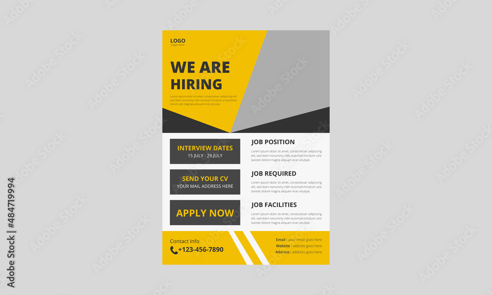 We are hiring flyer design. Job offer leaflet template. Job vacancy ...