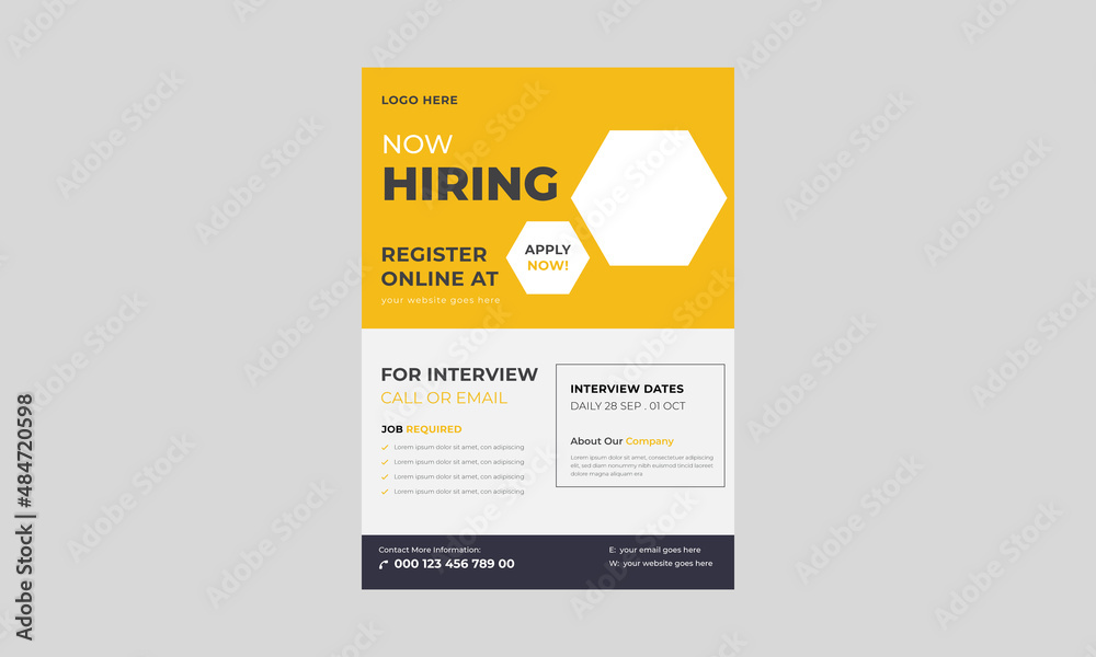 We are hiring flyer design. Job offer leaflet template, Job vacancy ...