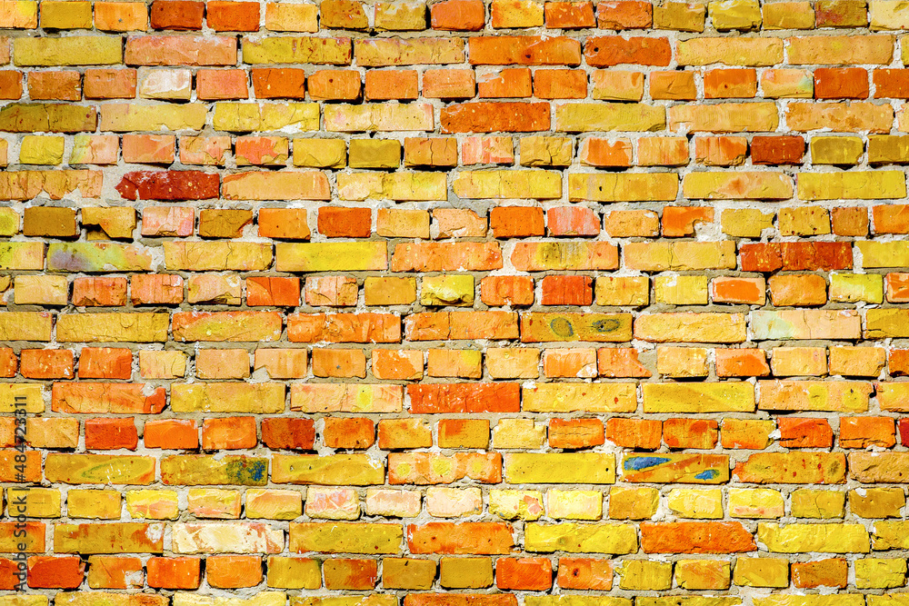 Vibrant brick wall texture pattern stone masonry background. Old ...