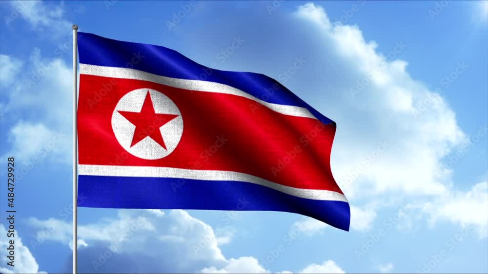 The flag of the DPRK. Motion.The national flag of the Democratic People ...