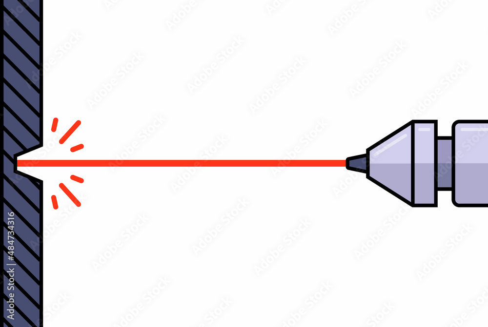 the laser beam burns out on the iron plate. scientific instrument for ...