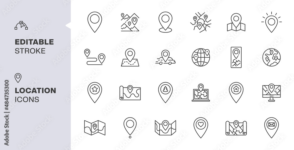 Location line icons, Navigation Icons, Maps, logistics and delivery ...