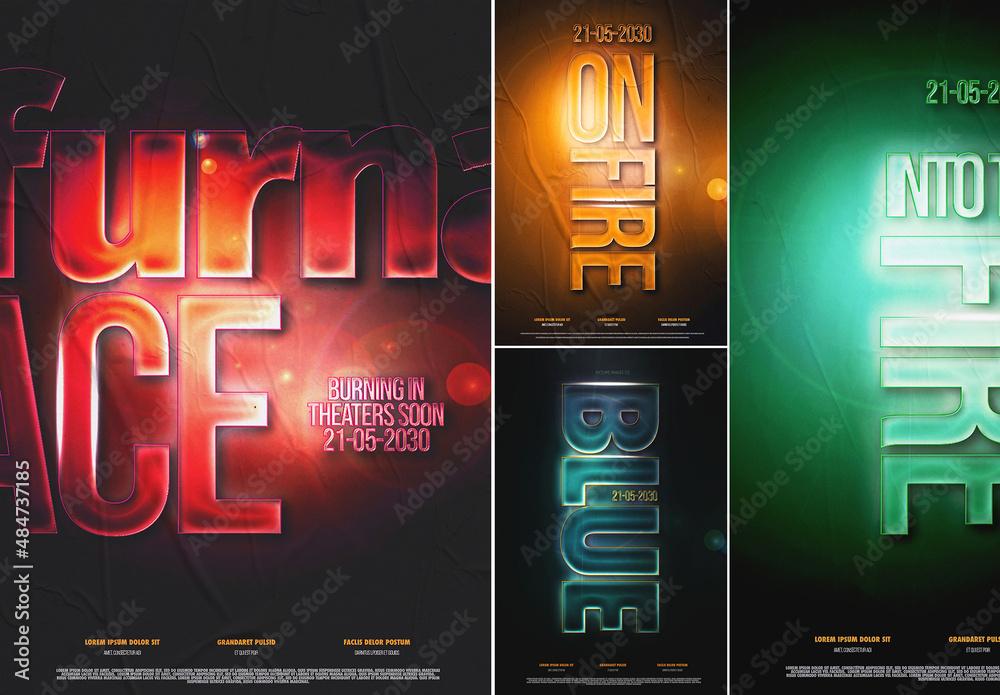 Movie Text Effect Poster Design Layout Stock Template | Adobe Stock